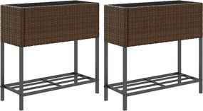 Zahradní truhlíky s policí 2 ks hnědé 70 x 28 x 70 cm 3210511