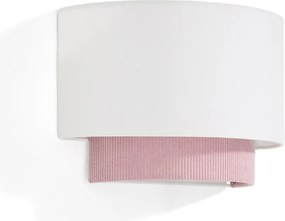 Bílé/světle růžové dětské nástěnné svítidlo s textilním stínidlem Bianella – Kave Home