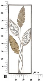 Nástěnná dekorace ve zlaté barvě Mauro Ferretti Foglie, 30,5 x 91 cm