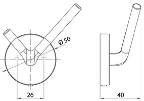 Emco Round - Dvojitý háček 40 mm, montáž pomocí lepení nebo vrtání, černá 437513301