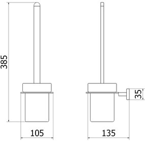 Mexen Arno, závěsný toaletní kartáč, měděný matný, 7020750-65