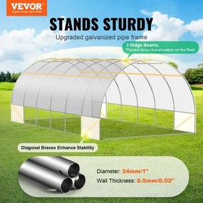 Walk-in tunelový skleník 5,9 × 2,95 × 1,98 m pozinkovaný rám PE kryt bílý