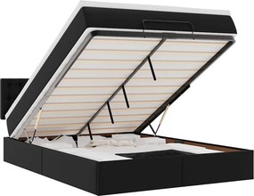 Osmanský postel s matracemi&amp;LED černá 140 x 190 cm umělá kůže 3312152
