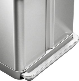 Ocelový odpadkový koš 34+24 l na tříděný odpad/nášlapný v matně stříbrné barvě – simplehuman