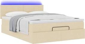 Osmanská postel s matrací &amp; LEDs Cream 140x190 cm Látka 3312310