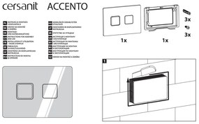 Cersanit Accento Square, pneumatické splachovací tlačítko, bílé sklo, S97-054