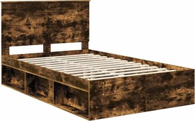 Rám postele Kouřový dub 135 x 190 cm Kompozitní dřevo 3409367
