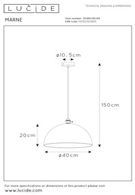 Lucide 30485/40/44 - Lustr na lanku MARNE 1xE27/60W/230V oranžová