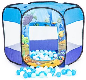 IPLAY Dětský hrací stan s míčky 100 ks - modrý, 8186B100