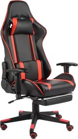 vidaXL Otočná herní židle s podnožkou PVC [20488] Barva: Červená