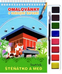 AKIM Omalovánky set s barvami a štětcem Štěňátko a med 708391
