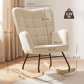 HOMCOM Houpací křeslo Houpací křeslo, akcentové křeslo, relaxační křeslo s berberským rounem, do 120 kg, béžové, 71x92x101 cm| Aosom