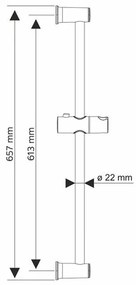 EBS Sprchová tyč 60 cm, hranaté úchyty, chrom S_ST019CR