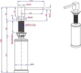 Dávkovač na mycí prostředky QUADRON EMMA 350ml v provedení černý matný (pure carbon)
