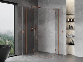 Mexen Mist-H Duo, 2-křídlý ​​výklopný sprchový kout 105 x 80 cm, čiré sklo, měděný matný profil, 8A5-105L-080P-65-00