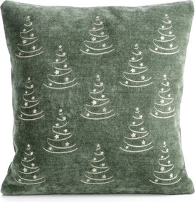 VÁNOČNÍ DEKORAČNÍ POVLAK NA POLŠTÁŘ TREE 45X45 CM TMAVĚ MÁTOVÝ
