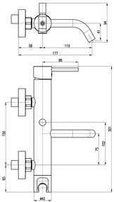 Slezák - RAV Vanová baterie SEINA - SE955.5Z, Zlatá lesk