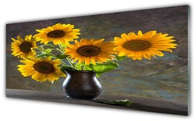 akrylový obraz Slunečnice Váza Rostlina 125x50 cm