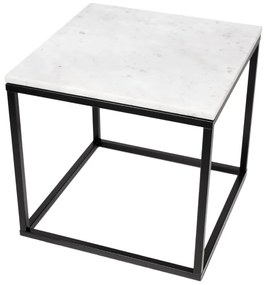Bílý mramorový odkládací stolek TEMAHOME Prairie 50 x 50 cm s černou podnoží
