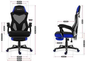 Ergonomické herní modré křeslo s opěrkou nohou COMBAT 3.0