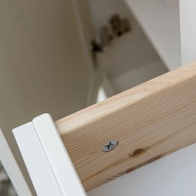 Massive home | Belluno Elegante bílá vitrína 1D3S z masivu s bílou deskou