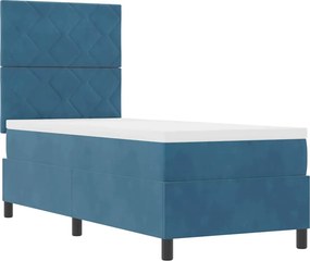 Postel s boxspringem s čelo Tmavě modrá 80 x 200 cm samet 3339864