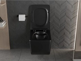 Mexen Vera wc mísa Rimless se sedátkem s pomalým zavíráním slim, duroplast, černá matná - 30164070