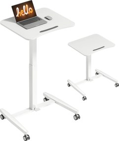 HOMCOM výškově nastavitelný stojací stůl 75–114 cm — mobilní stolík na notebook s naklápěcí deskou, bezpečnostní zarážkou, ocelovým rámem, pneumatické