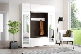 Eka Předsíňová stěna s čalouněnými panely Trinity 32 - Bílá / Tmavá hnědá 2308