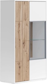 XXXLutz VITRÍNA, bílá, dub artisan, 75/137/37 cm Carryhome - Kredence a vitríny - 000552033402