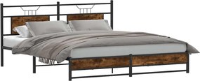 Kovový rám postele bez matrace kouřový dub 183 x 213 cm 3325110