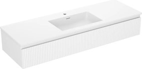Mexen Rivel, koupelnová skříňka 140 cm s umyvadlem Otis, 1 zásuvka, drážkovaná, bílá matná, 91A20-14023-1-BF01-W18M01