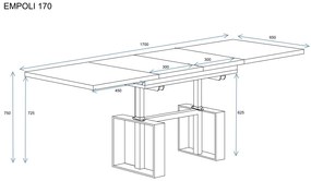 konferenční stolek rozkládací a zvedací EMPOLI 65x110/170