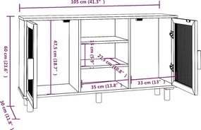 vidaXL Příborník 105x30x60 cm masivní borovice a přírodní ratan [345639] Barva: Bílá