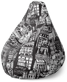 Sablio Sedací vak Pear Kreslené mrakodrapy - 70 x 95 x 15 cm