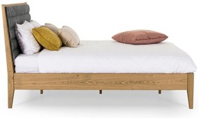 Dubová dvoulůžková postel Cioata Victoria Dolphin 160 x 200 cm s látkovým opěradlem