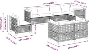 8dílná zahradní sedací souprava s poduškami béžová polyratan 3261904