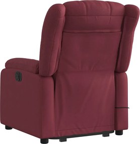 Zvedací masážní polohovací křeslo vínové textil 3205331