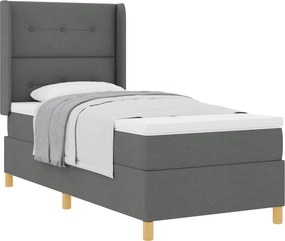 Postel s boxspringem s čelo Tmavě šedá 90 x 200 cm textil 3341813