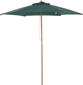 Zahradní slunečník Outsunny Ø250x230 cm s 6 odnímatelnými stožáry, anti-UV, voděodolný a dřevěný rám pro pláž a terasu, zelený | Aosom