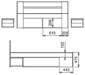 Casarredo Postel 160 MILO s nočními stolky