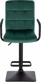 LuxuryForm DESIGN Barová židle VERONA BLACK VELUR na černé hranaté podstavě - zelená