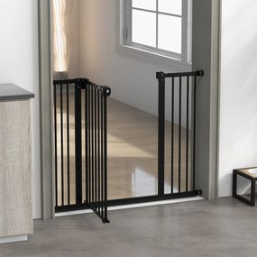 PawHut Dveře pro psy a domácí zvířata s 2 prodlouženími, nastavitelné šířky až 100 cm, s automatickým uzavřením, černé