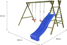 Marimex | Dětská dřevěná houpačka Marimex 11 + modrá skluzavka | 11640375