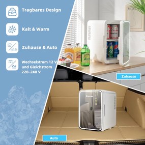 Costway Mini lednice 10 l přenosná lednice s LED zrcadlem – 23 × 28 × 34 cm