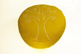 S radostí - vlastní výroba Meditační polštář strom života - žlutý Velikost: ∅30 x v12 cm