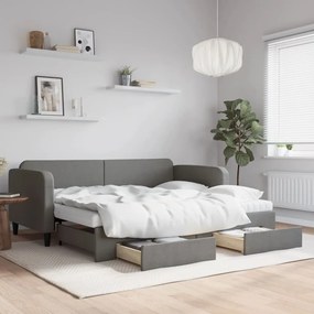 Válenda s přistýlkou a zásuvkami tmavě šedá 90 x 200 cm textil 3196871