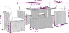 6dílná zahradní sedací souprava s poduškami béžová polyratan 3273081