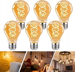 Led žárovka E27 Filament 4W teplá 2200K Edison Retro Ozdobná Žárovka x6