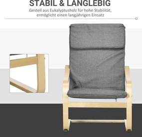HOMCOM Relaxační křeslo polohovatelné s polštářem Otočná židle jídelní židle vzhled lnu tmavě šedá bříza 66,5x80x99cm do obývacího pokoje | Aosom.de